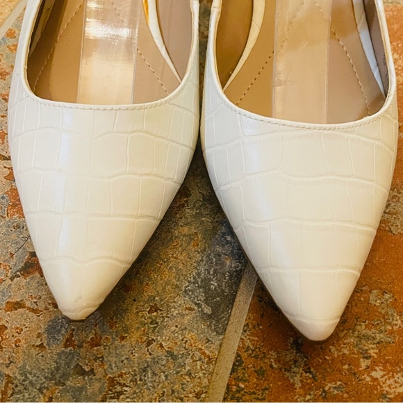 Alfani | Shoes | Alfani Stepflex Slingback Kitten Heels White Pointed ...